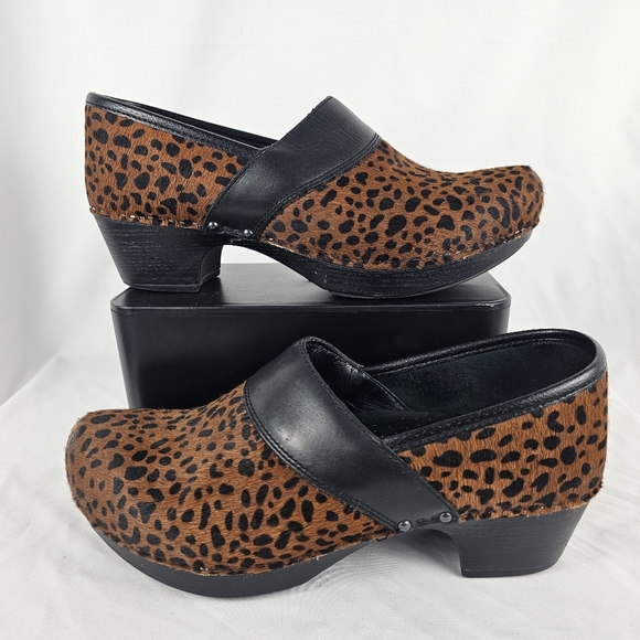 Dansko | Shoes | Dansko Womens Prima Hair Calf Cheetah Clogs Leopard ...